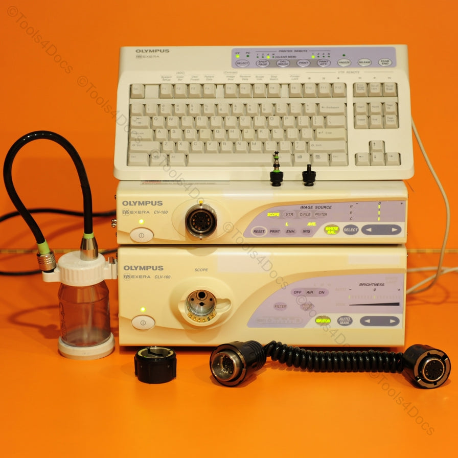 Olympus CV-160 / CLV-160 System with Keyboard, Bottle, Pigtail & valve — Tools4docs