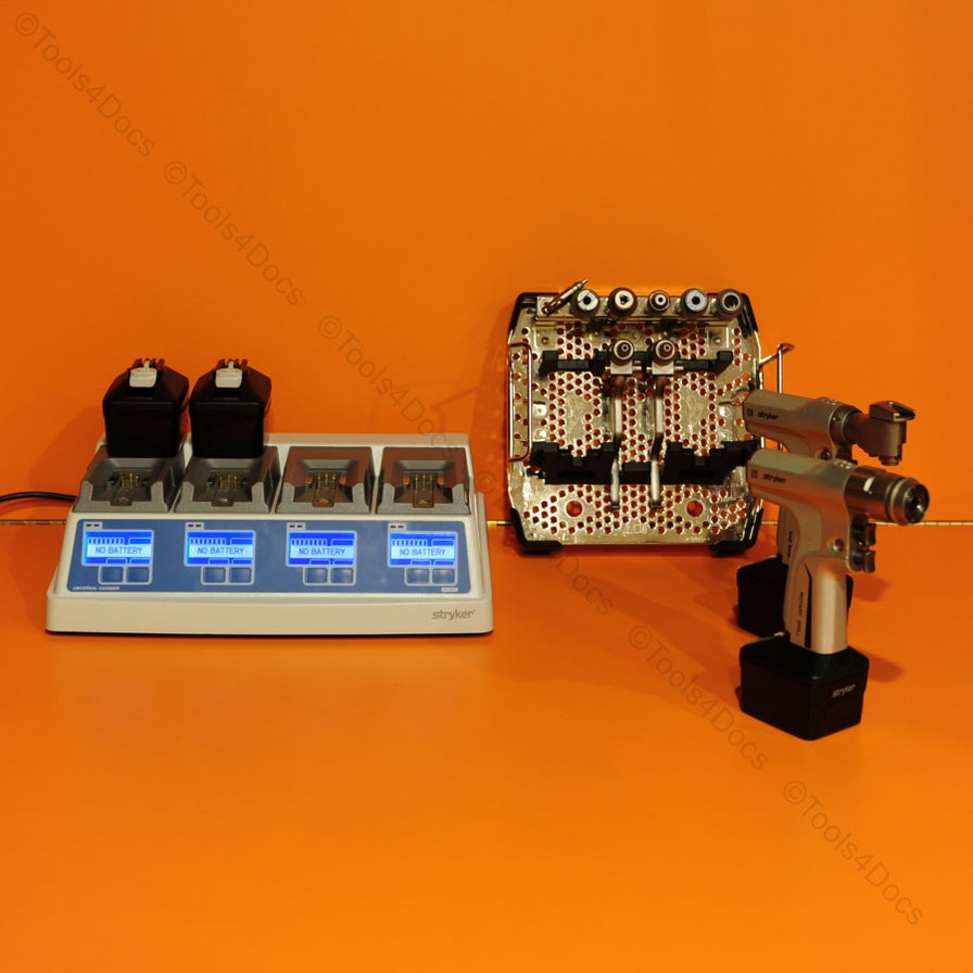 Stryker System 8 TWO Handpiece power set w/Charger, Batteries and Acce ...